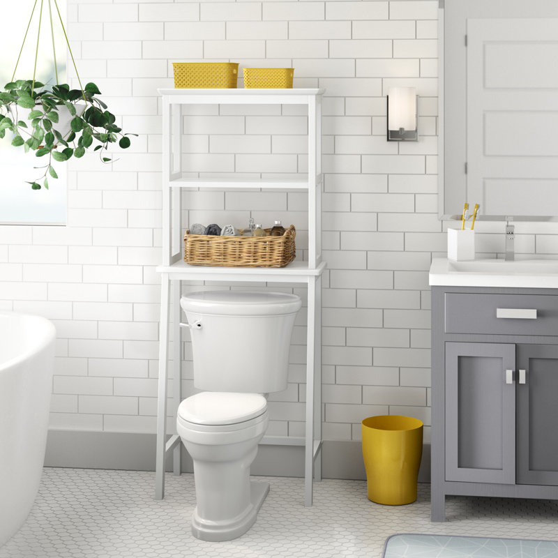 White wood over the toilet storage store